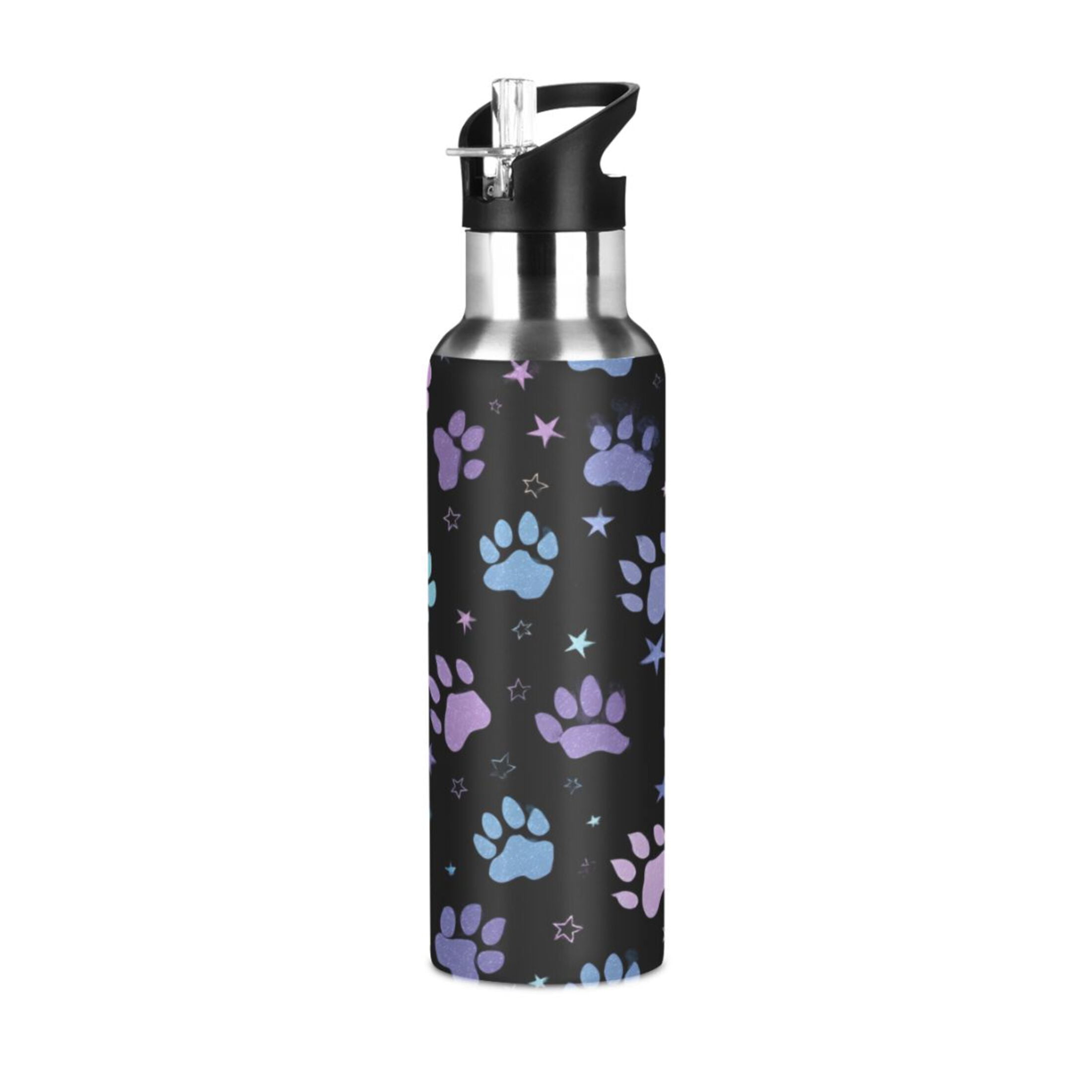 600ML Transparent Sports Water Bottle with Handle & Straw Portable ...