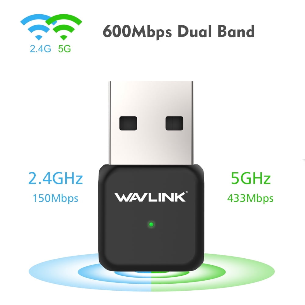 WAVLINK 600Mbps Mini Wireless USB WiFi Adapter, Dual Band 2.4GHz/5GHz ...