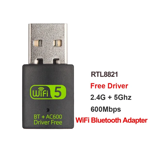 600Mbps Network Card USB WiFi Adapter 2.4GHz 5GHz WiFi Antenna Dual ...