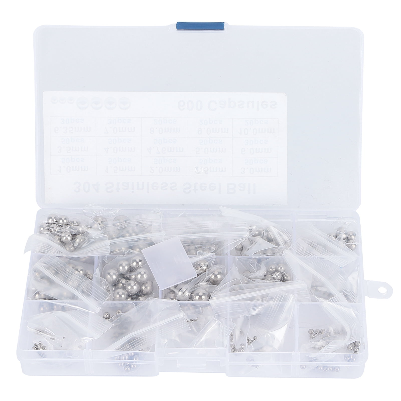 600PCS 304 Stainless Steel Bearing Balls Assortment Industrial Bearing ...