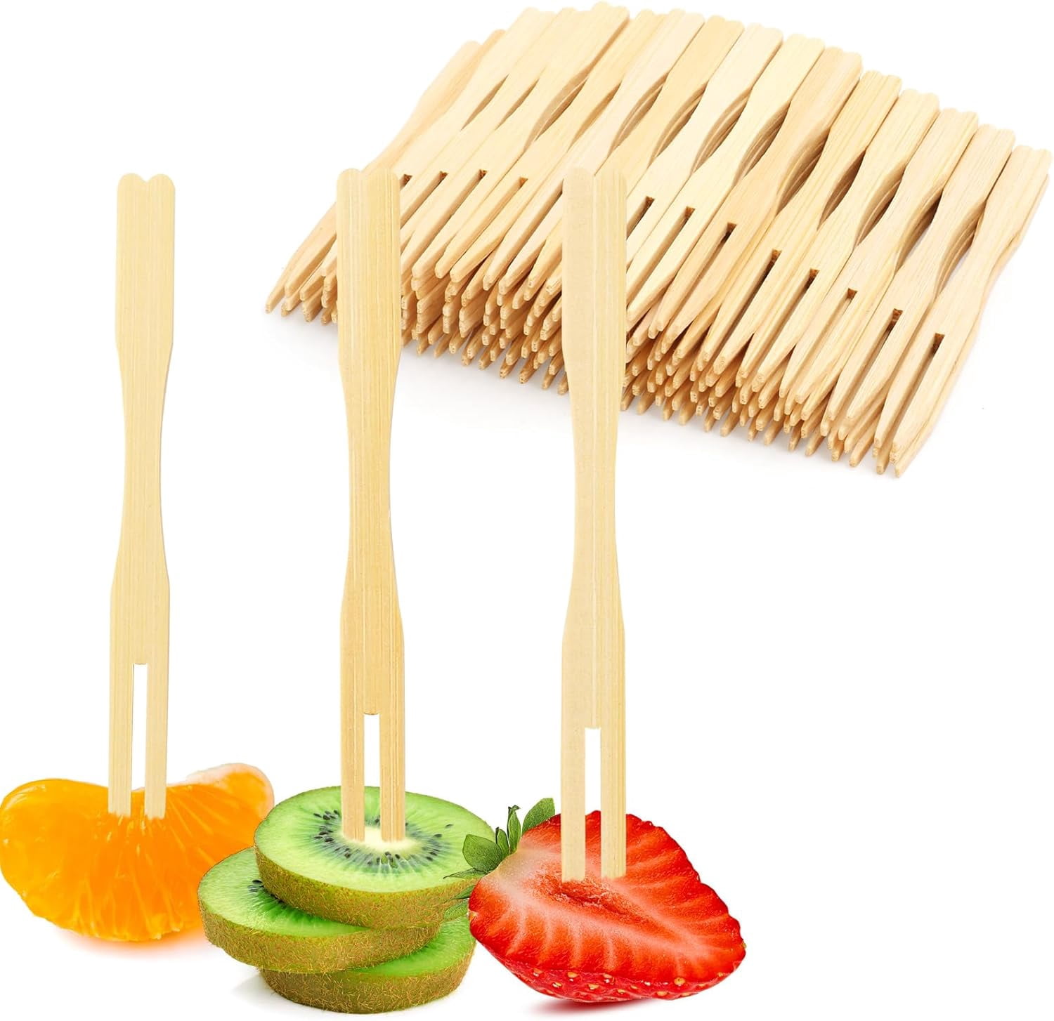 600PCS Bamboo Appetizer Forks, 3.5 Inch Mini Bamboo Forks for ...