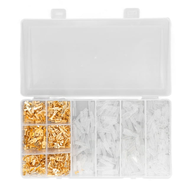 600PCS Brass Crimp Terminal Connector Male Female Brass Spade Connector ...