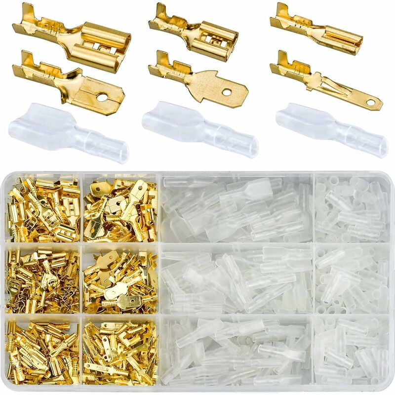 600PCS Brass Crimp Terminals, 28/48/63mm Electrical Lug with Insulation ...