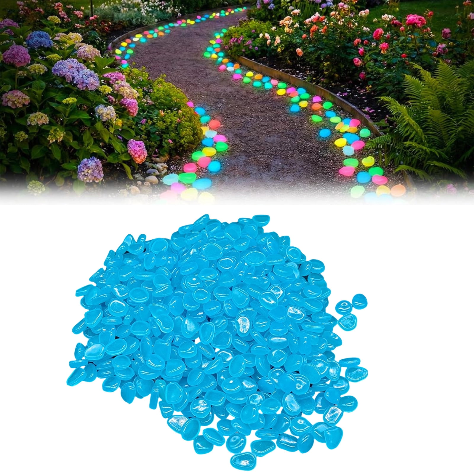 600PCS Colorful Glow-in-the-Dark Garden Stones - Luminous Pebbles for ...