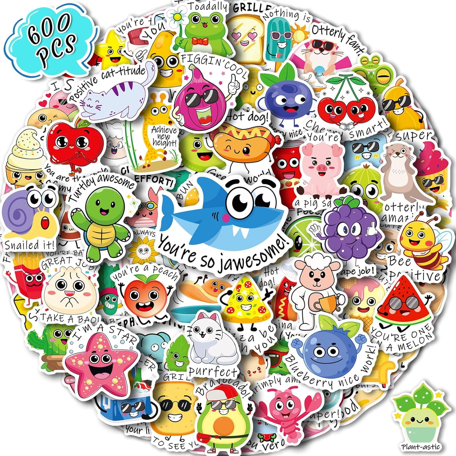600PCS Cute Animal Stickers - Vinyl Kids Reward Stickers for Classroom ...
