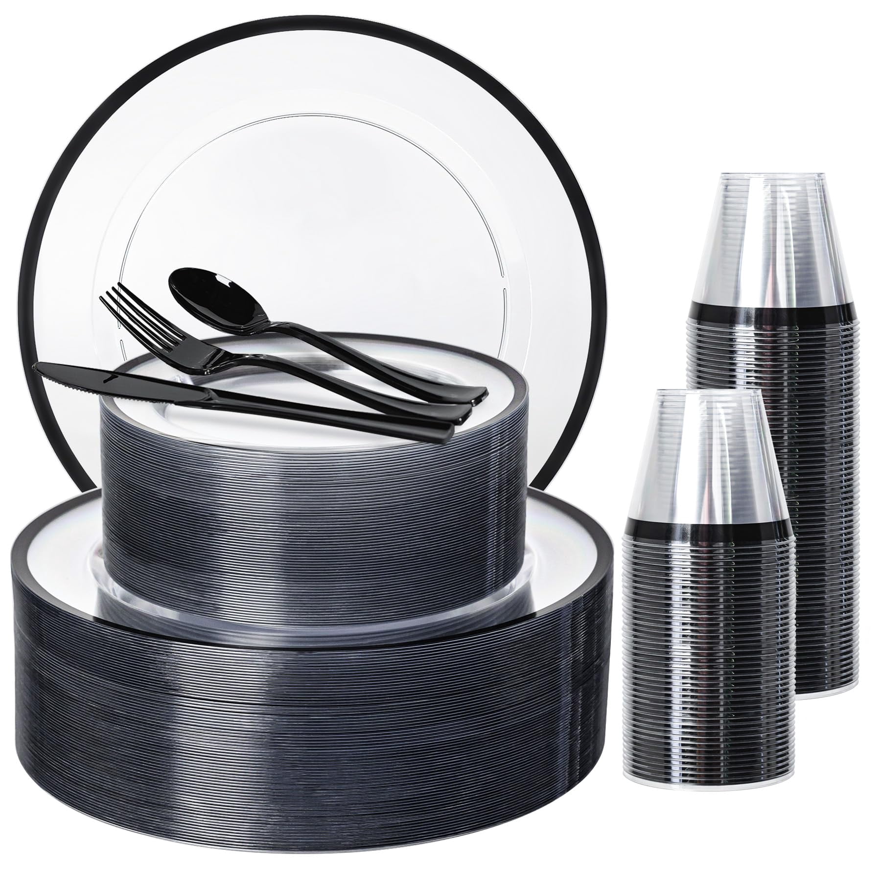 600PCS Disposable Plastic Plates and Dinnerware Set, Includes Dinner ...