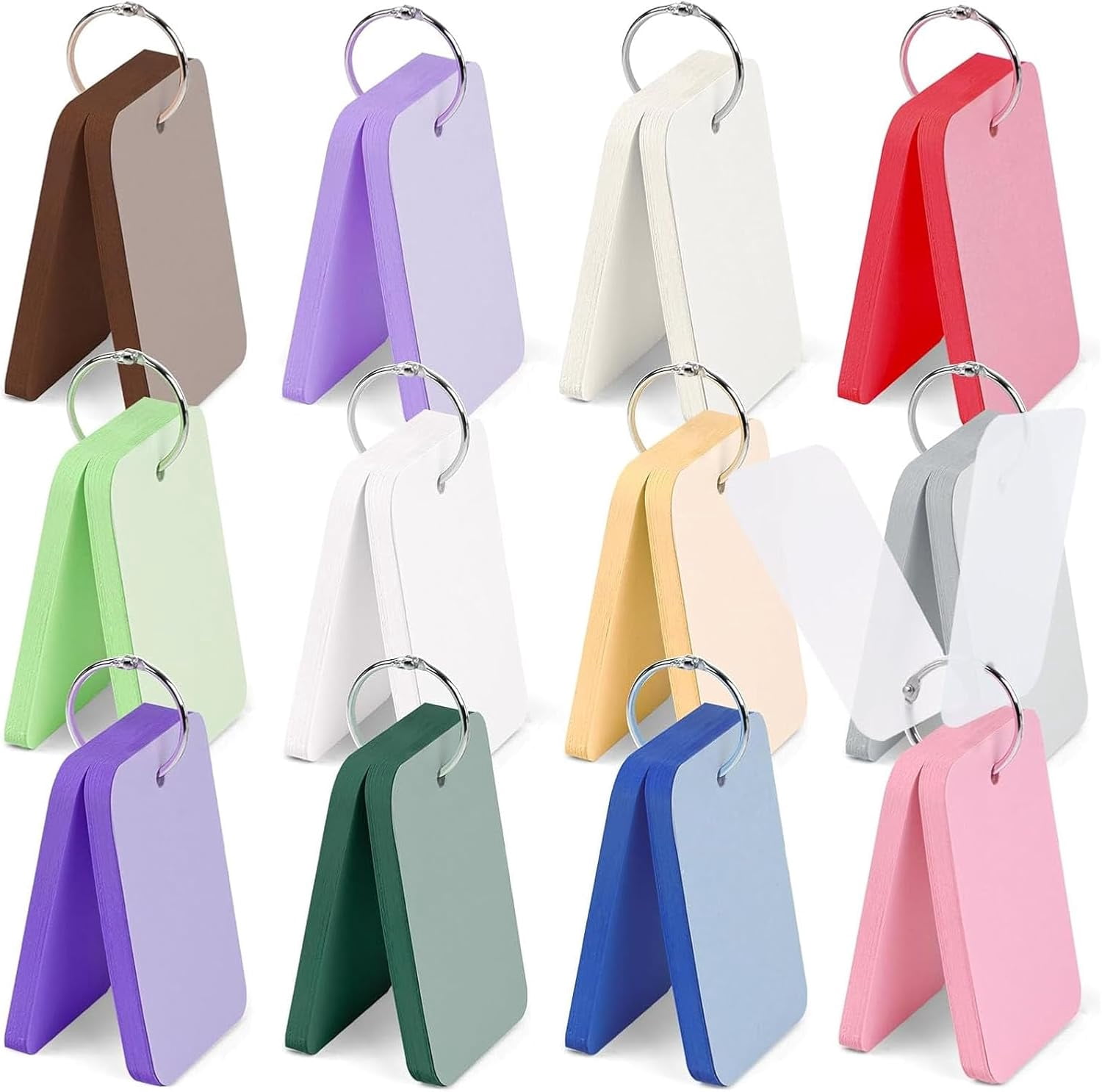 600PCS Index Cards with Rings and Covers, 2.2x3.5 Inch Colored Flash ...