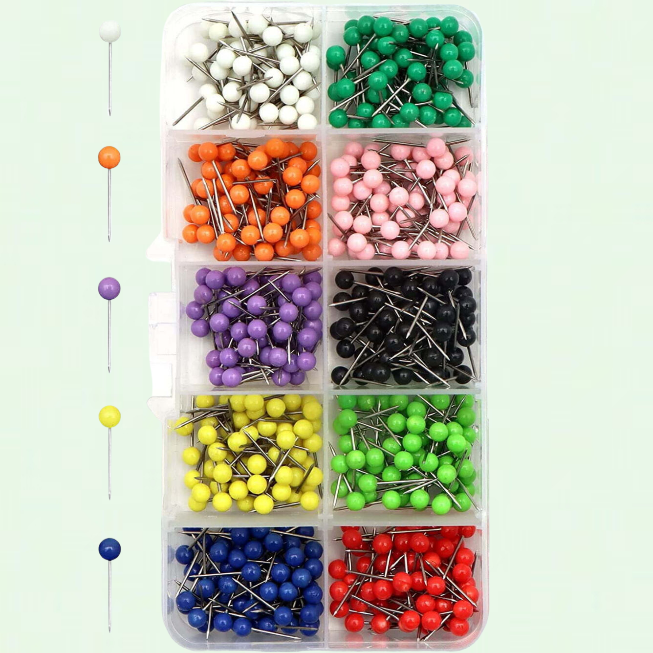 600PCS Map Push Pins, Colorful Tacks for Bulletin Boards/Fabric/Office/Wall (10 Colors ...
