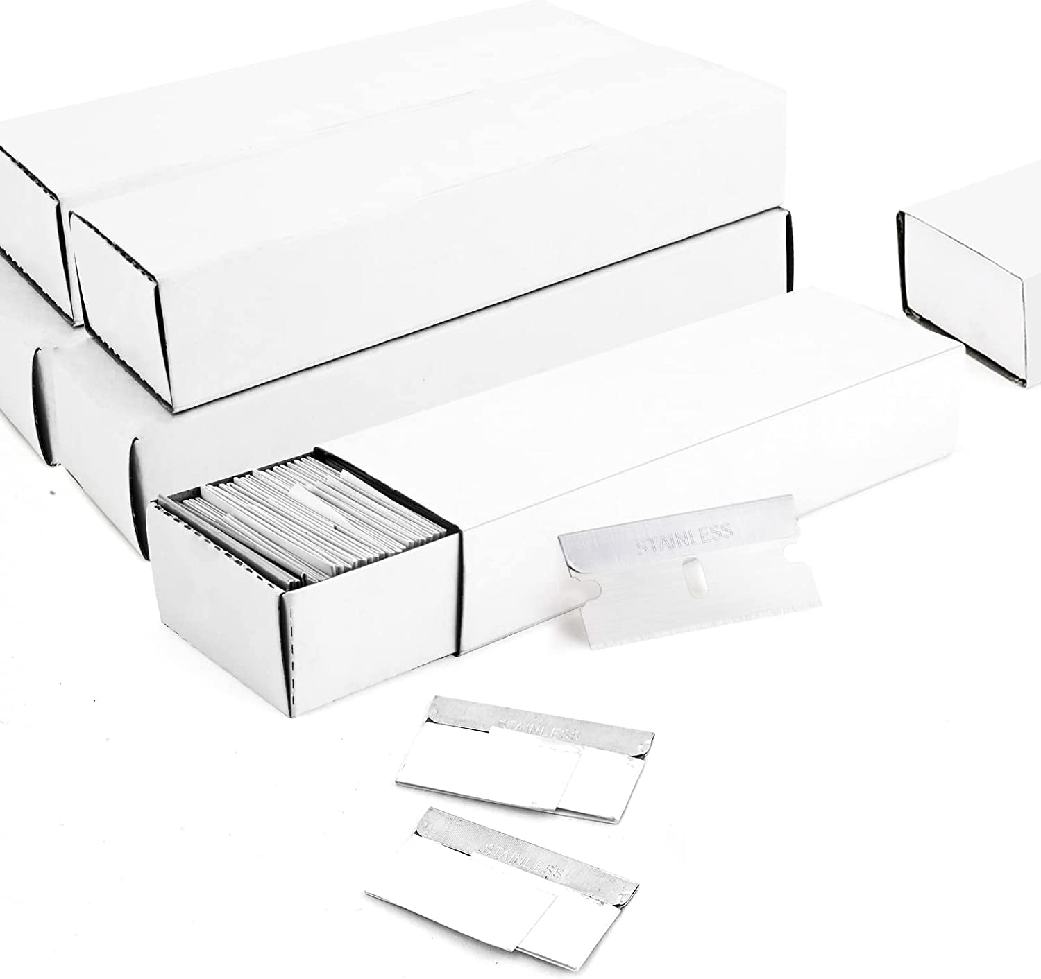 600PCS Stainless Steel Single Edge Razor Blades, Individually Wrapped ...