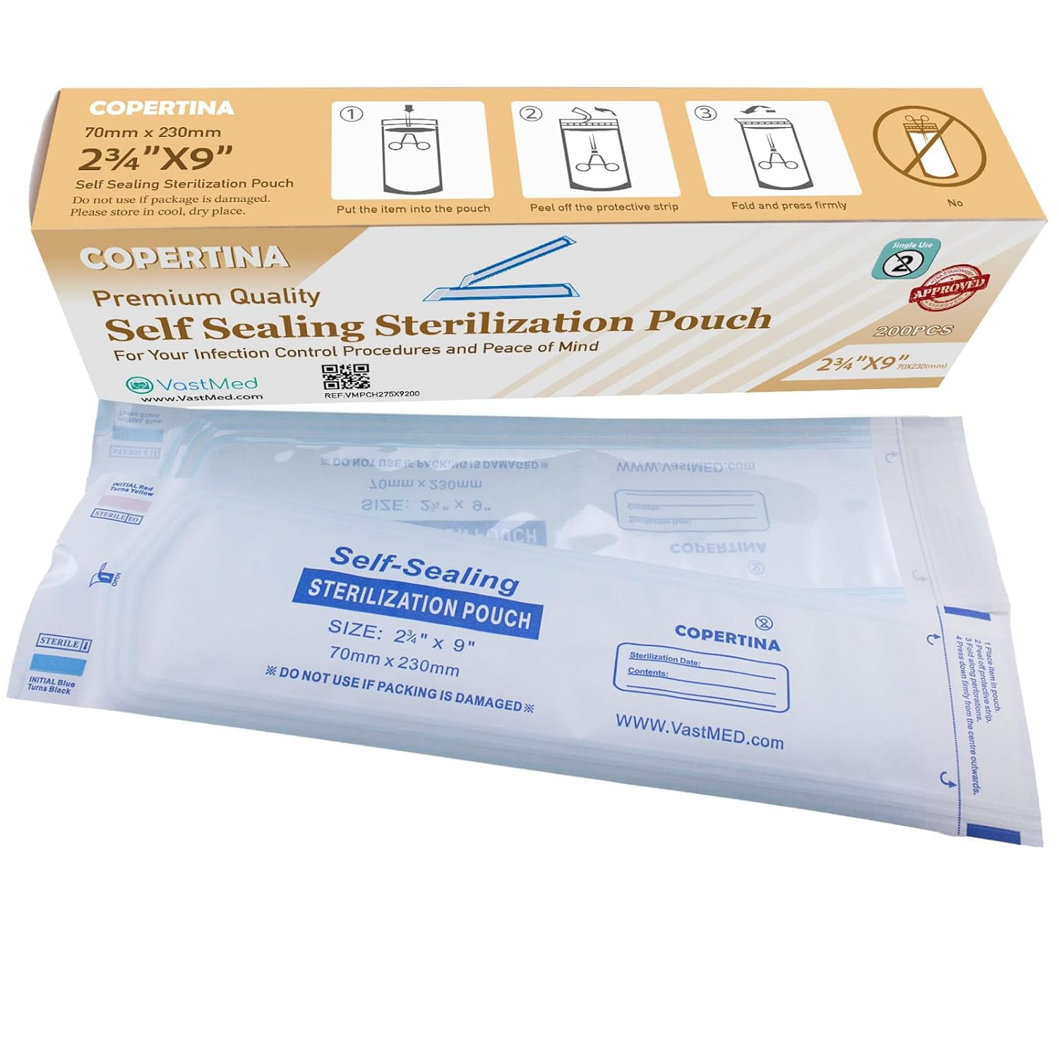 600PCs COPERTINA Self Seal Sterilization Pouches with Dual Indicators ...