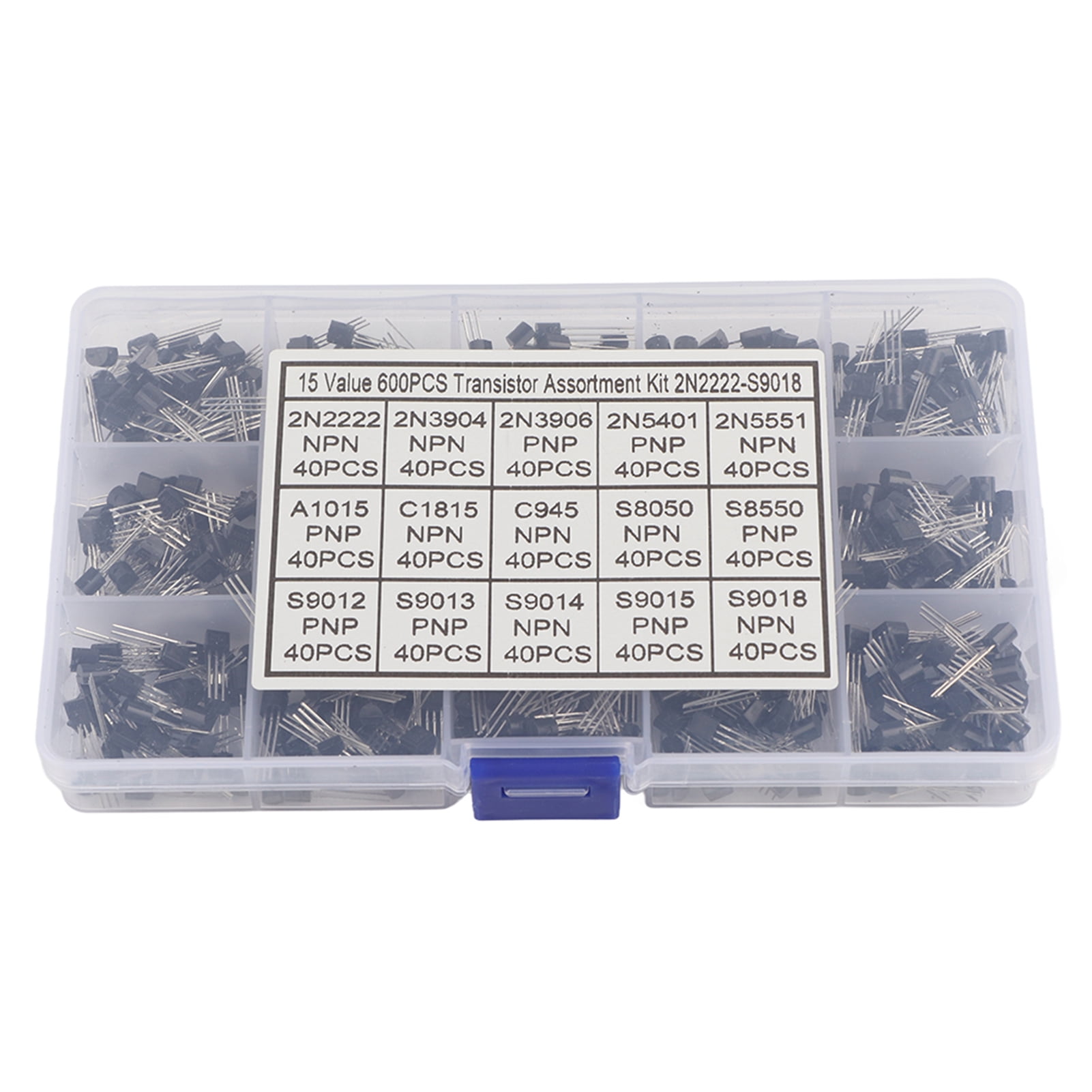 600Pcs 15 Types Mixed TO-92 Transistors Assortment Kit With Storage ...