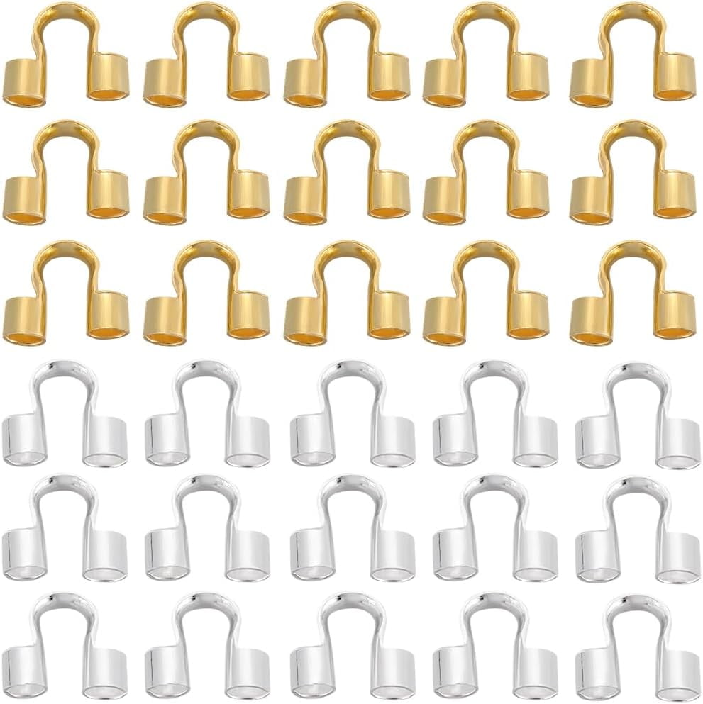 600Pcs 2 Colors Brass Wire Guardians Golden & Silver 5x6x2mm Hole: 1 ...