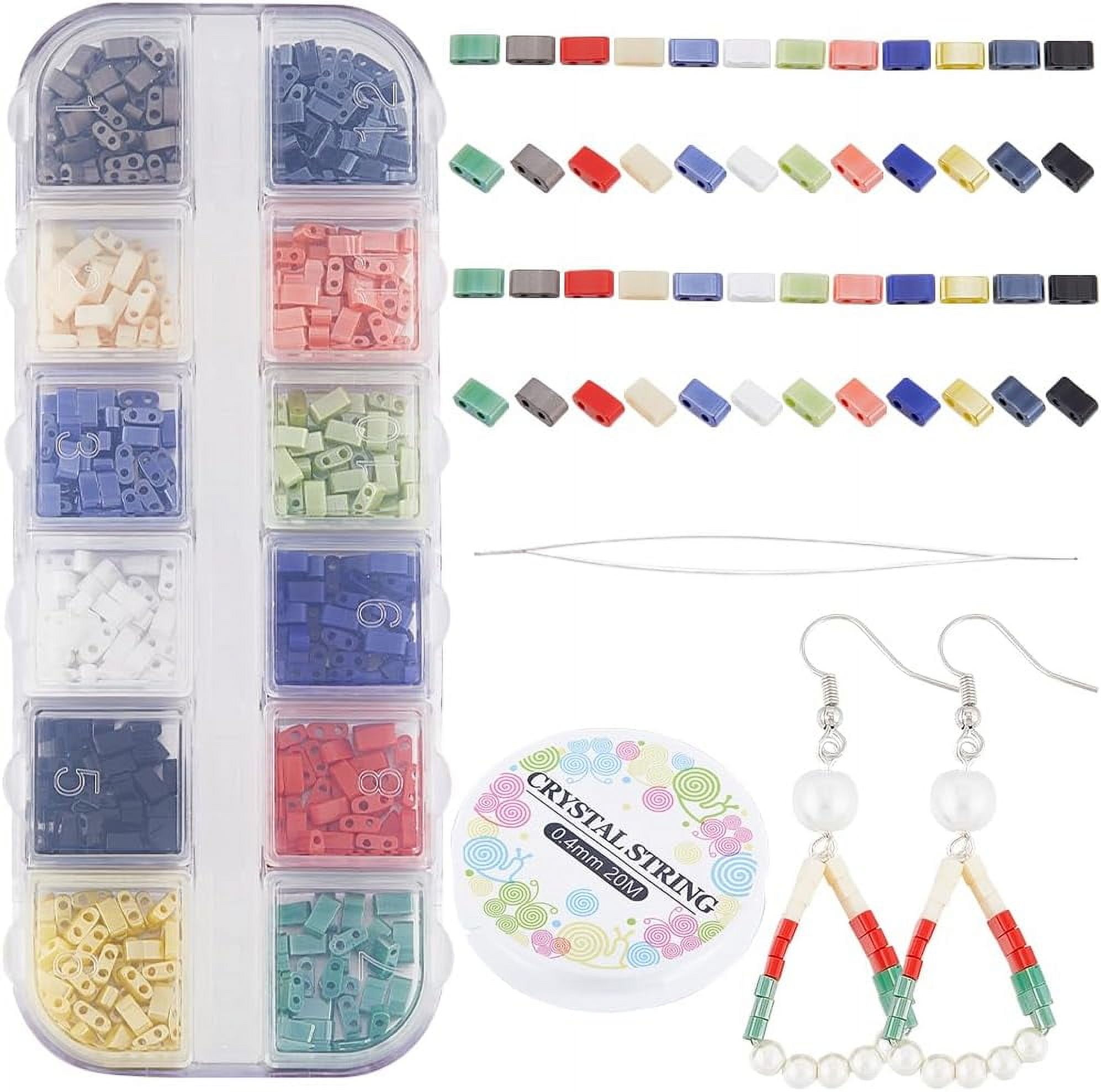 600Pcs 2 Hole Half Beads Kit 12 Colors Mix Glass Seed Beads Bulk ...
