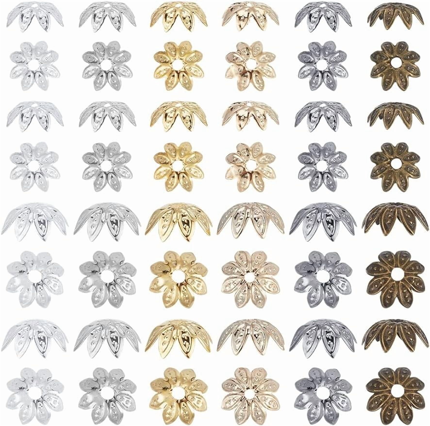 600Pcs 2 Sizes Flower Bead Caps 6 Colors Iron Spacer Beads Caps Multi ...