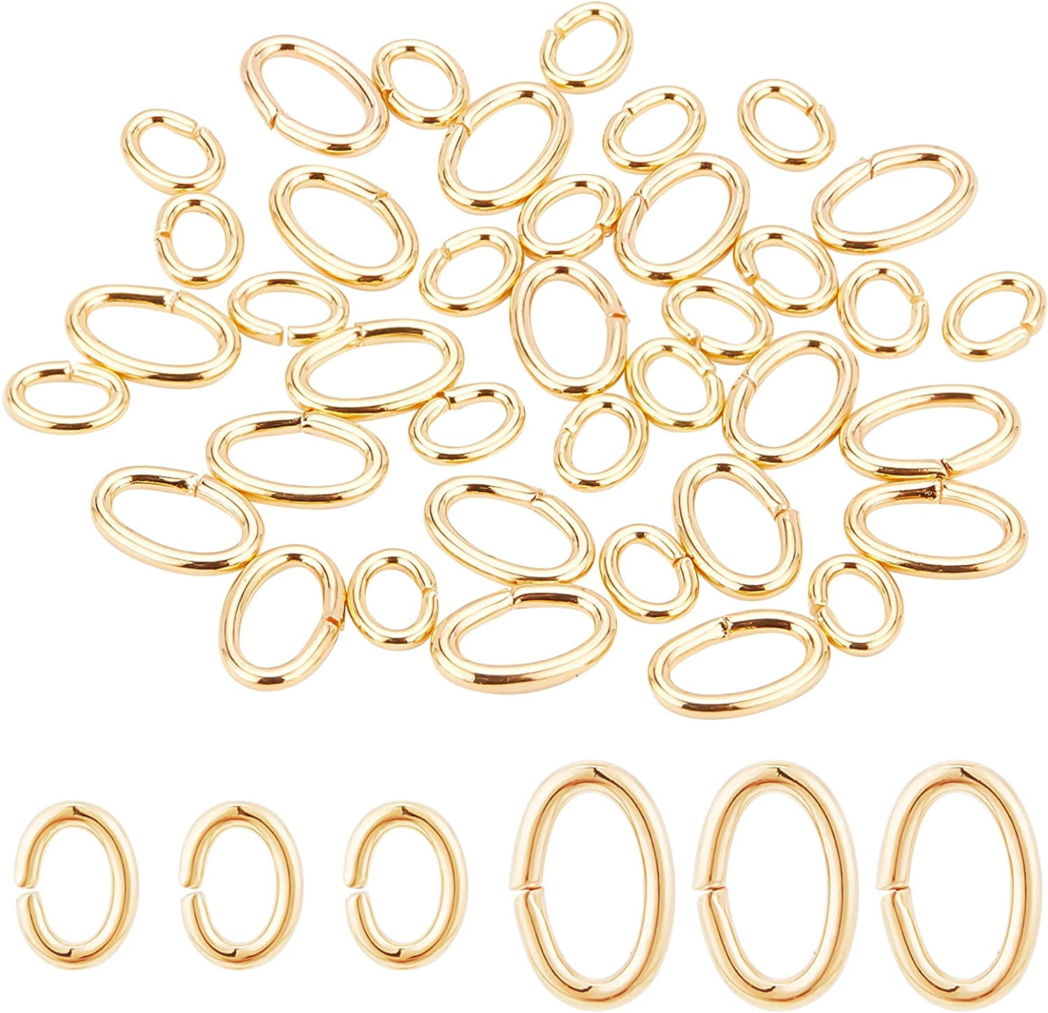 600Pcs 2 Style Brass Open Jump Rings Long-Lasting Plated Golden 300pcs ...