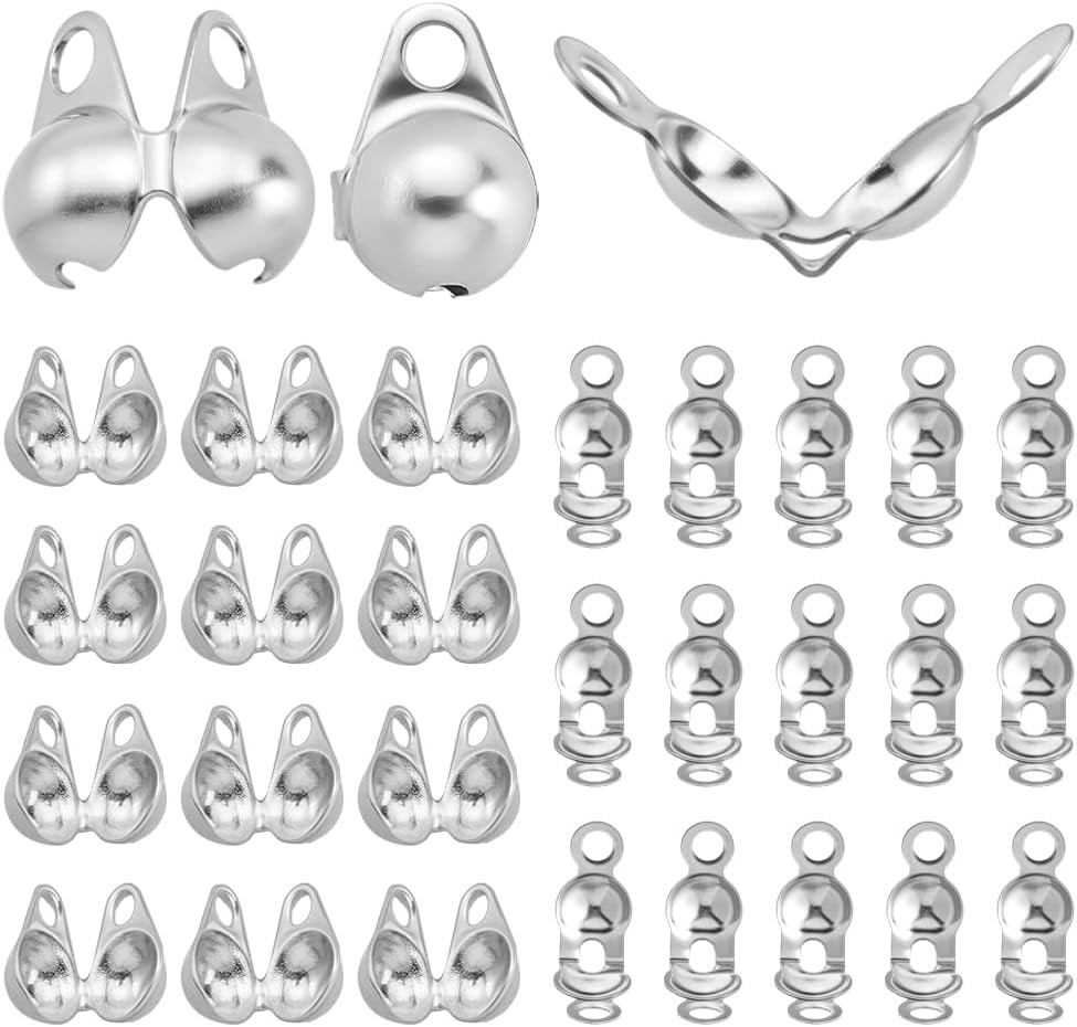 600Pcs 2 Styles Bead Tips Knot Covers 304 Stainless Steel Crimp Covers ...