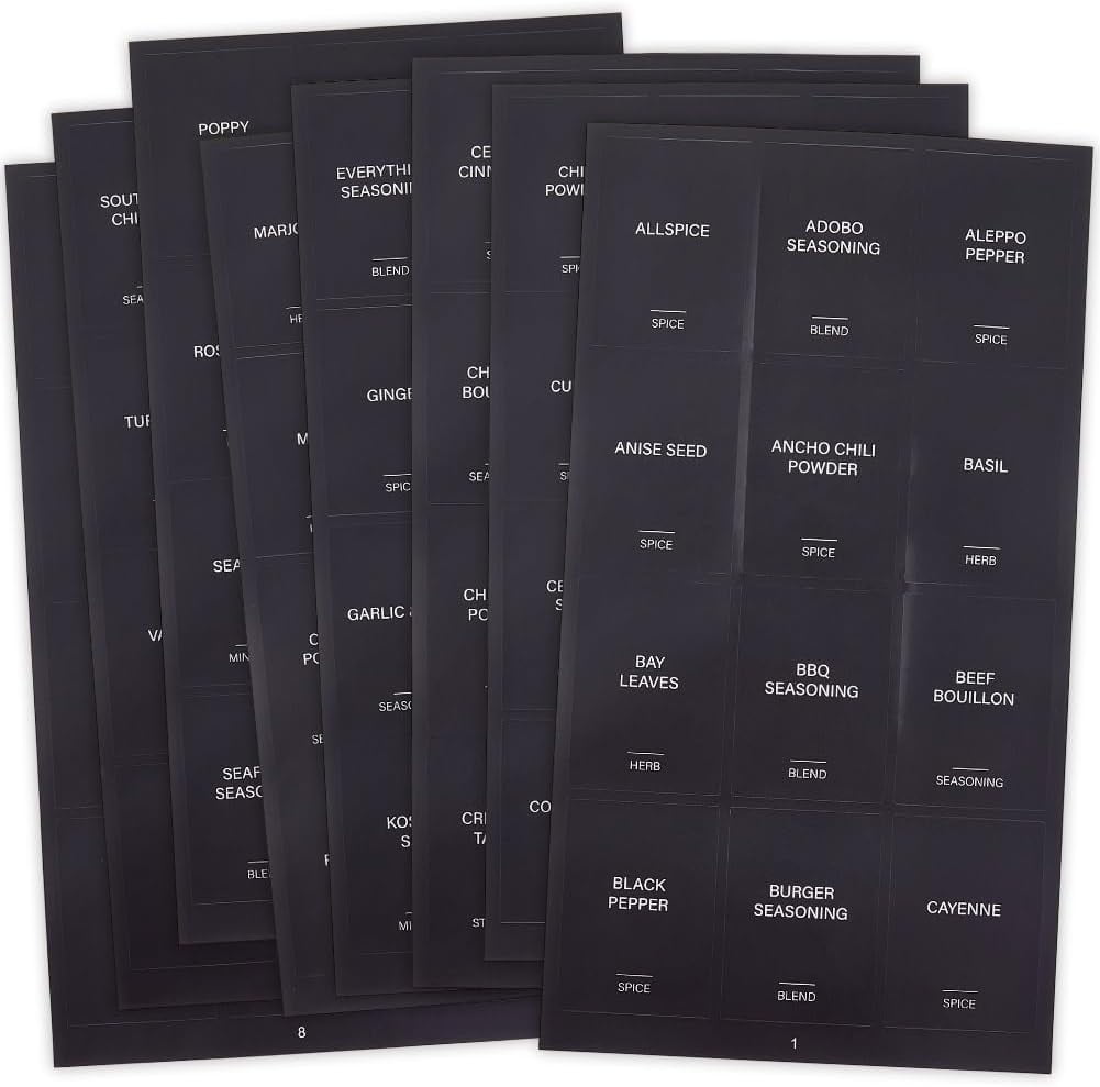 600Pcs 2 x 1.5In Black Spice Jars Labels Stickers Preprinted Waterproof ...