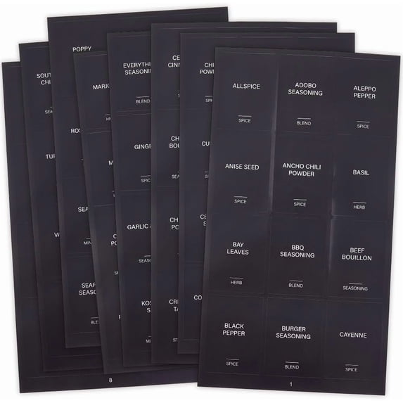 600Pcs 2 x 1.5In Black Spice Jars Labels Stickers Preprinted Waterproof ...