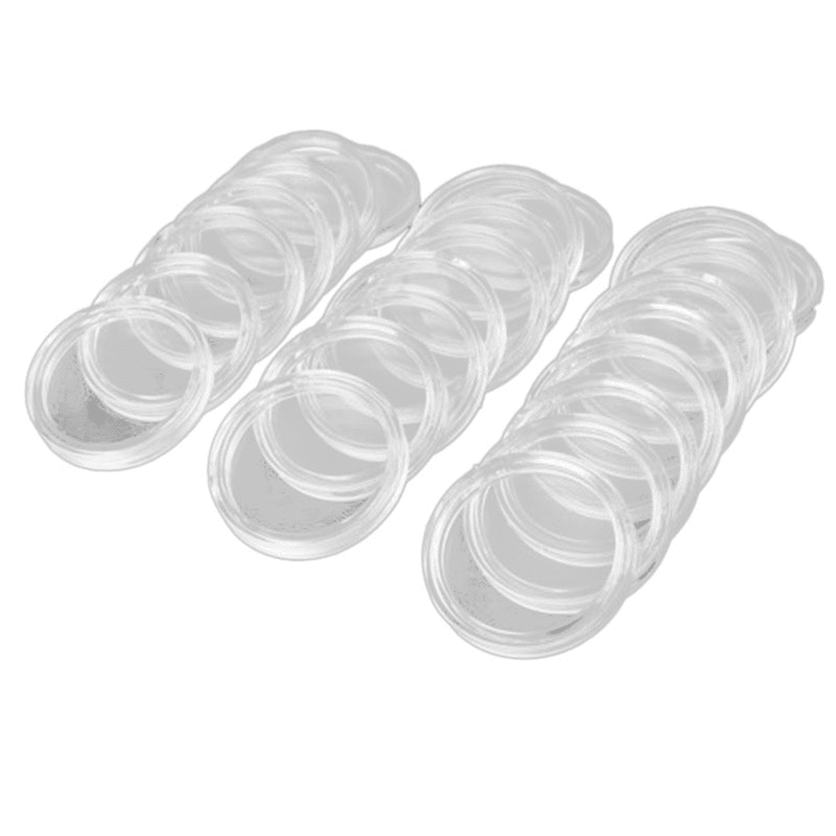 600Pcs 21mm Round Clear Plastic Coin Holder Capsules Box Storage Clear ...
