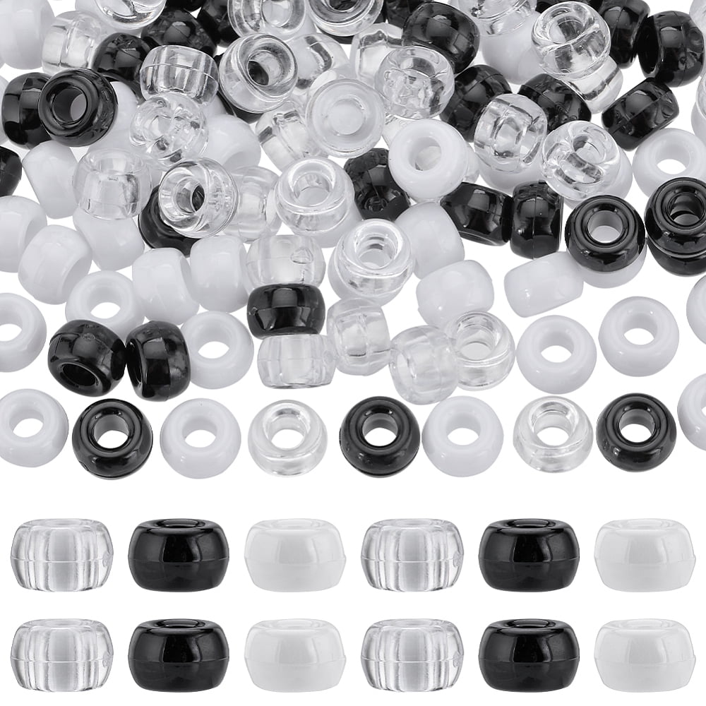 600Pcs 3 Colors Opaque Plastic Beads Barrel Mixed Color 9x6mm Hole: 3 ...