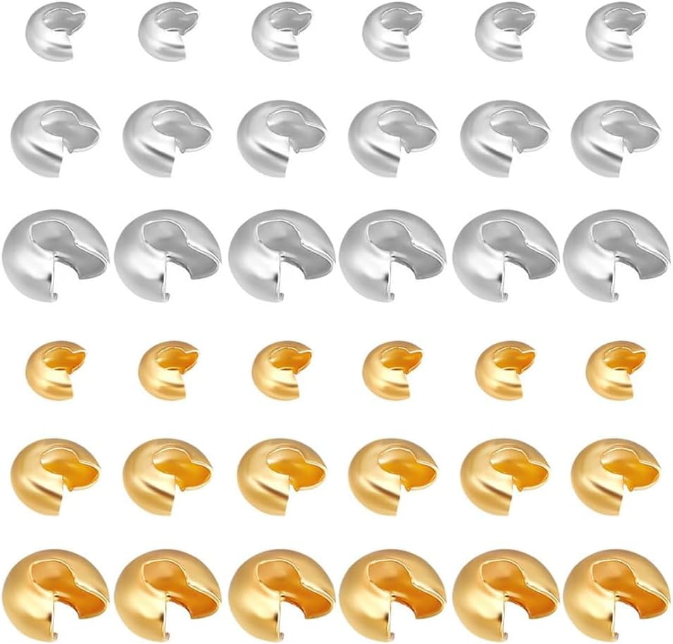 600Pcs 3 Sizes 2 Colors Crimp Beads 3/4/5mm Metal Crimp Beads Covers ...