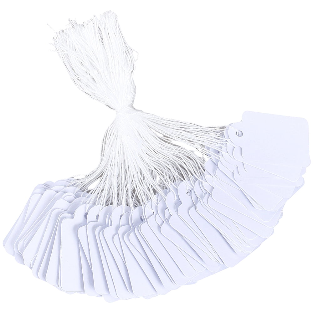 600Pcs 4.88 Inch White Paper Price Tags with String Attached Small ...