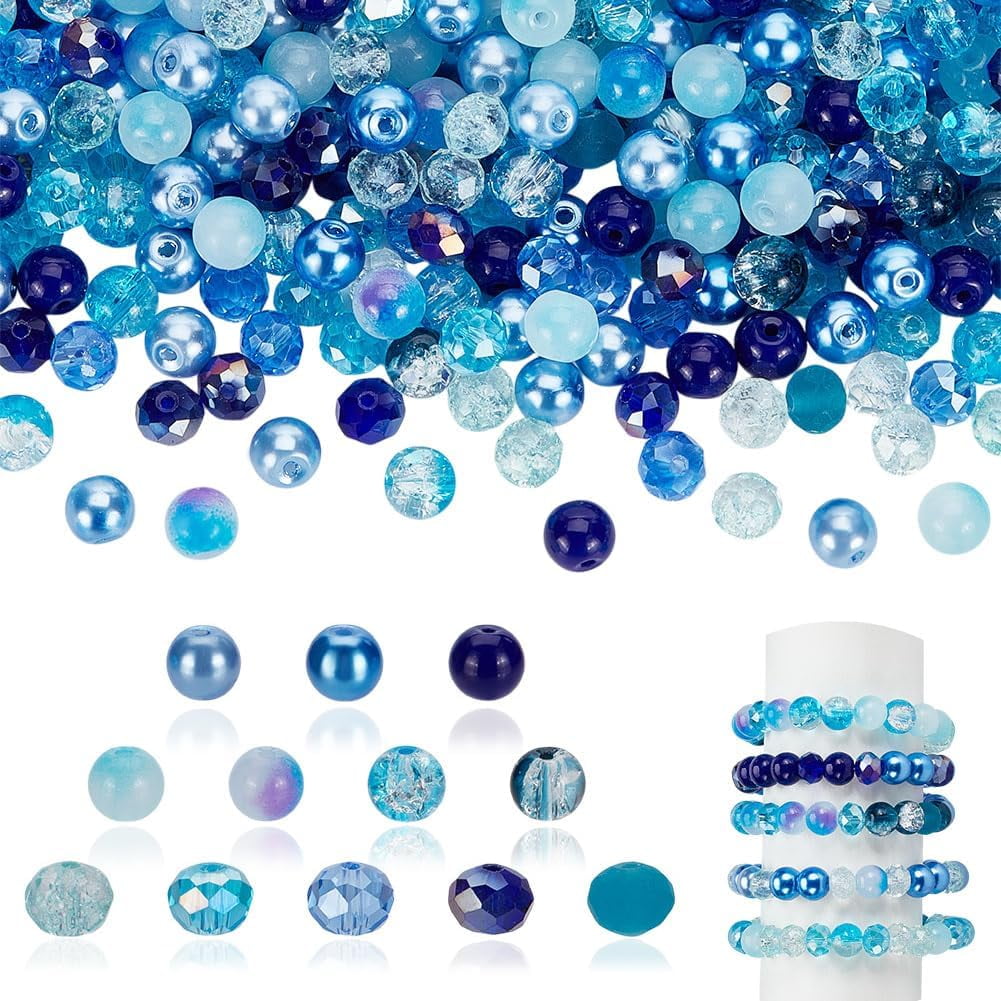 600Pcs Blue Glass Beads Bulk Assorted Blue Series Beads Round Loose ...