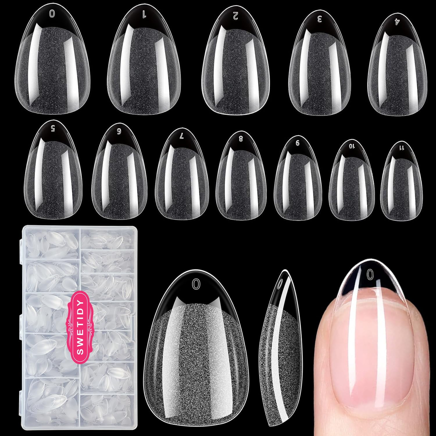 600Pcs Extra Short Almond Tips,SWETIDY Upgraded Widened Bed Half Matte ...