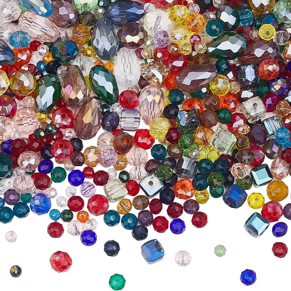 600Pcs Faceted AB Bead Assorted Glass Beads Bulk Mixed Shapes Colorful ...
