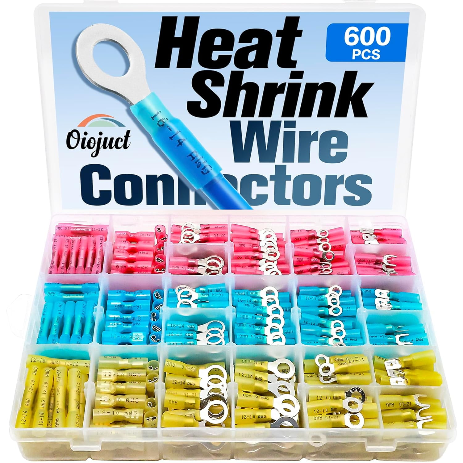 600Pcs Heat Shrink Wire Connectors Electrical Kit - Marine Automotive ...