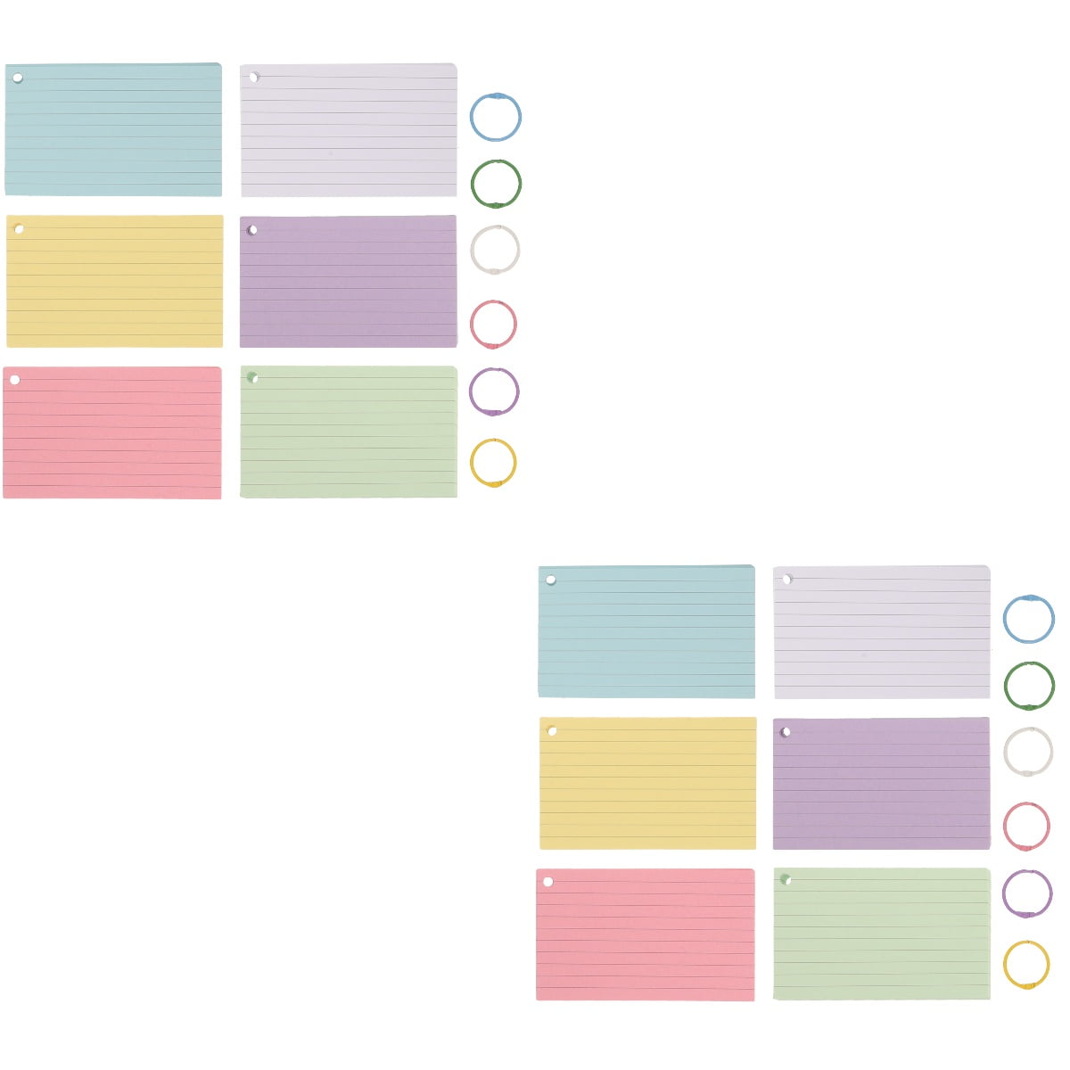 600Pcs Index Cards, 3x5 Inches Colored Flash Cards with Ring, Lined ...