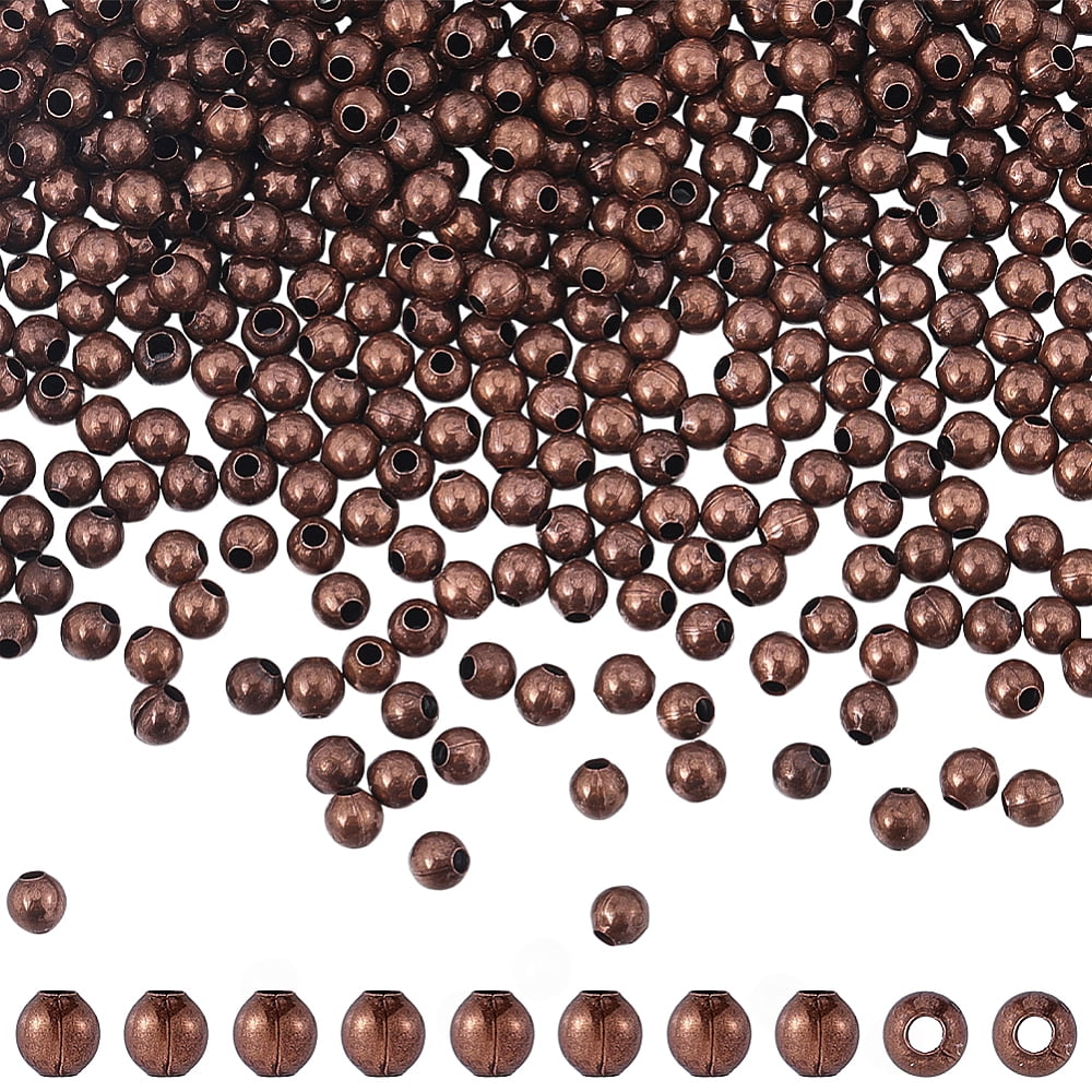 600Pcs Iron Spacer Beads Round Red Copper 3mm Hole: 1mm - Walmart.com