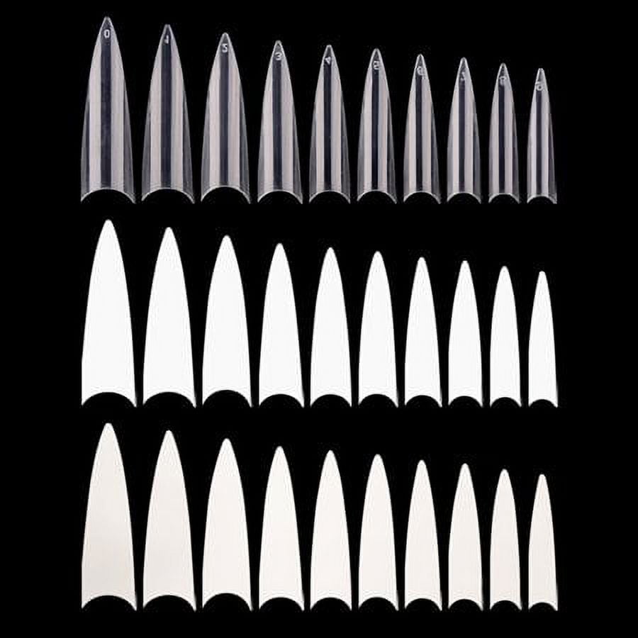 600Pcs Long Stiletto Nail Tips Set,Sharp Ending Fake Nail Art Tips 10 ...