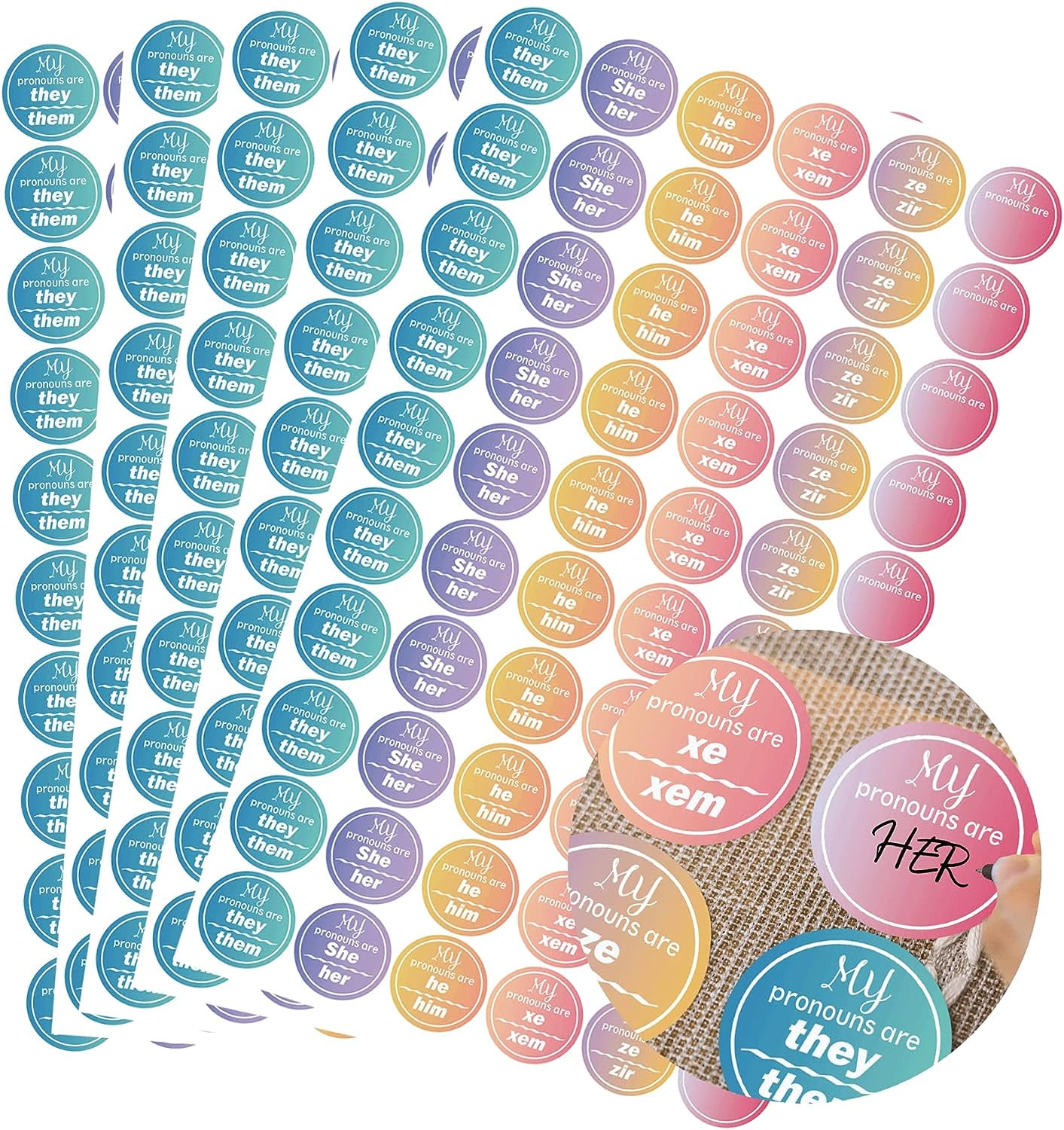 600Pcs Pronouns Stickers They Them Gender Identity Labels 1inch Name ...