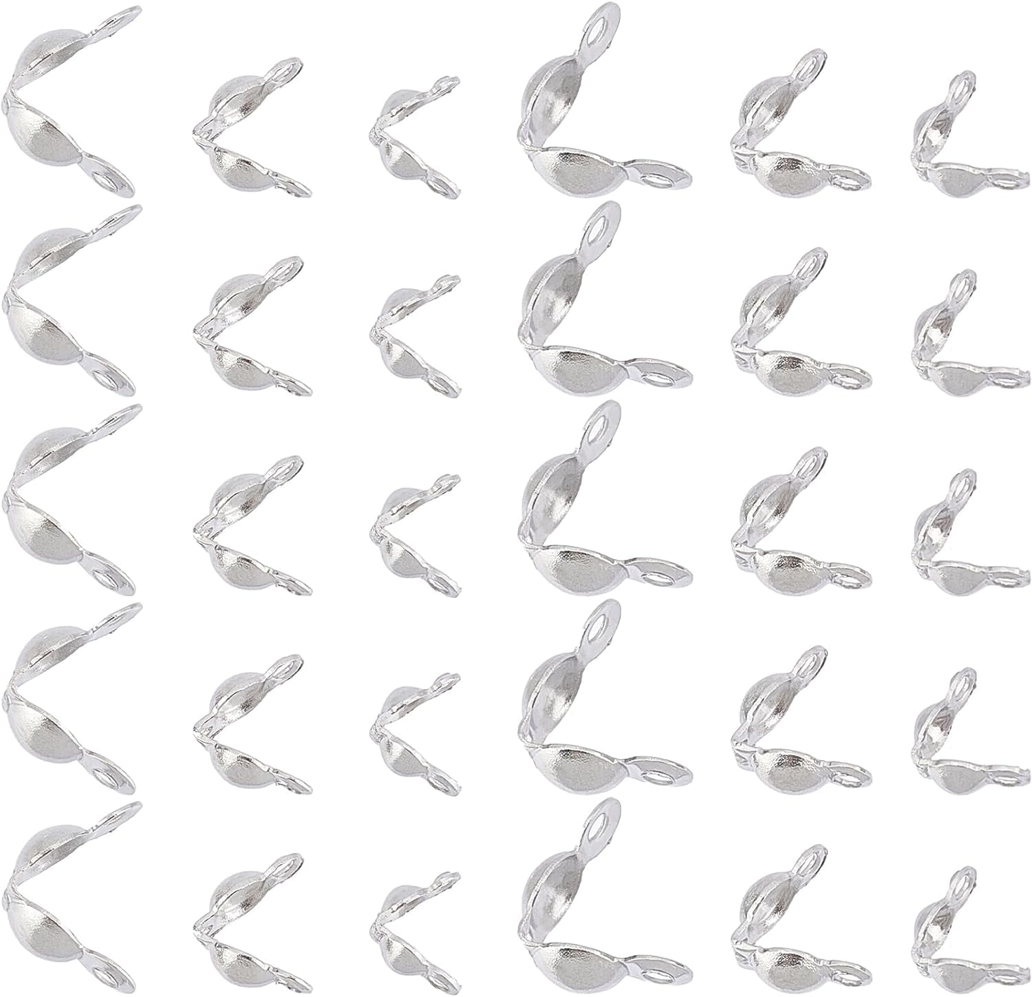 600Pcs Stainless Steel Bead Tips Knot Covers 3 Sizes Metal Open Bead ...