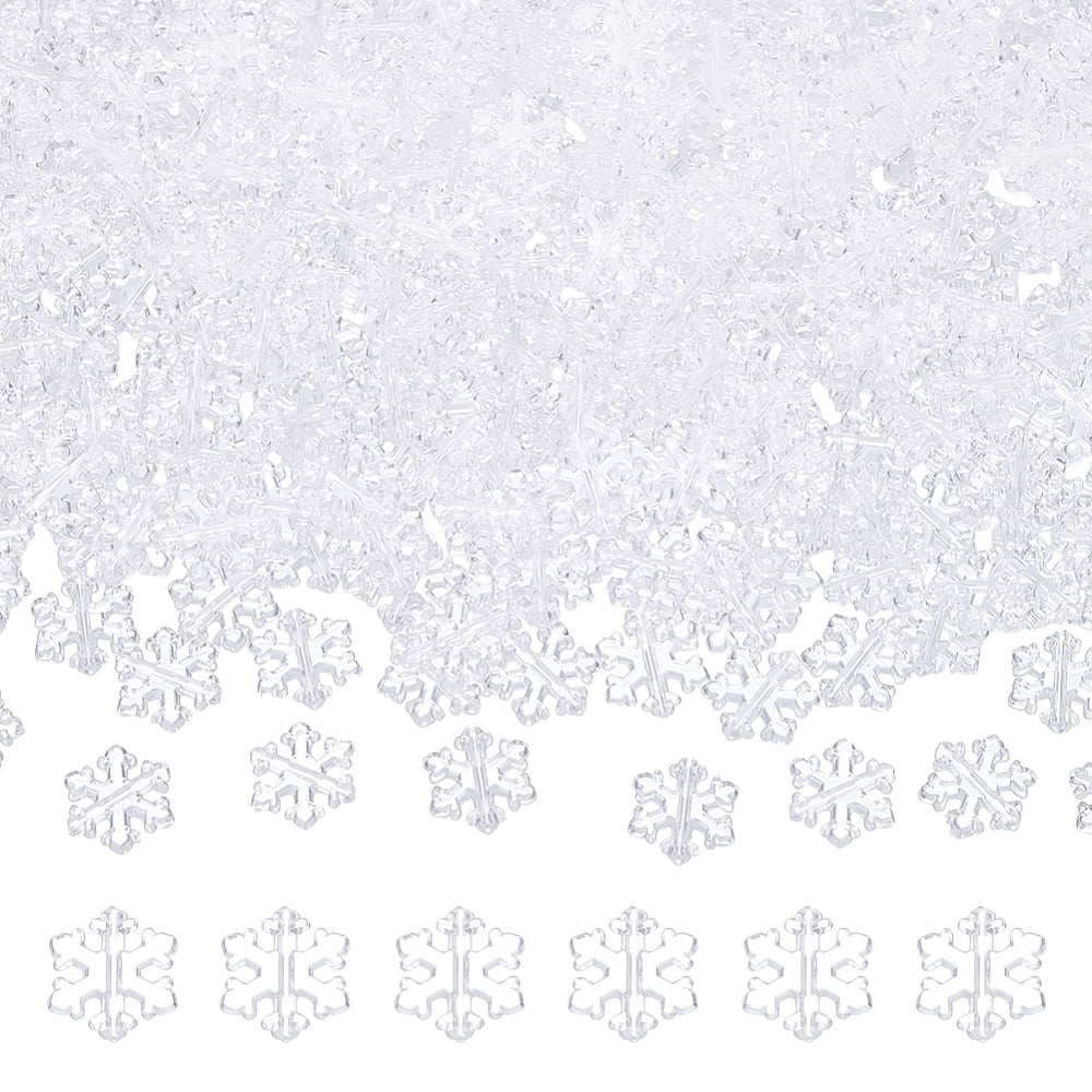 600Pcs Transparent Acrylic Beads Snowflake Clear 12.5x12x2.5mm Hole: 1 ...