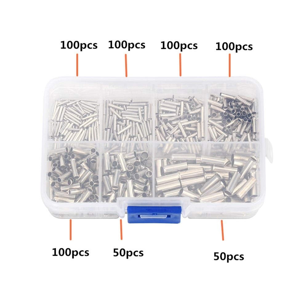 600Pcs Uninsulated Copper Terminal Bootlace Ferrules Cord End ...