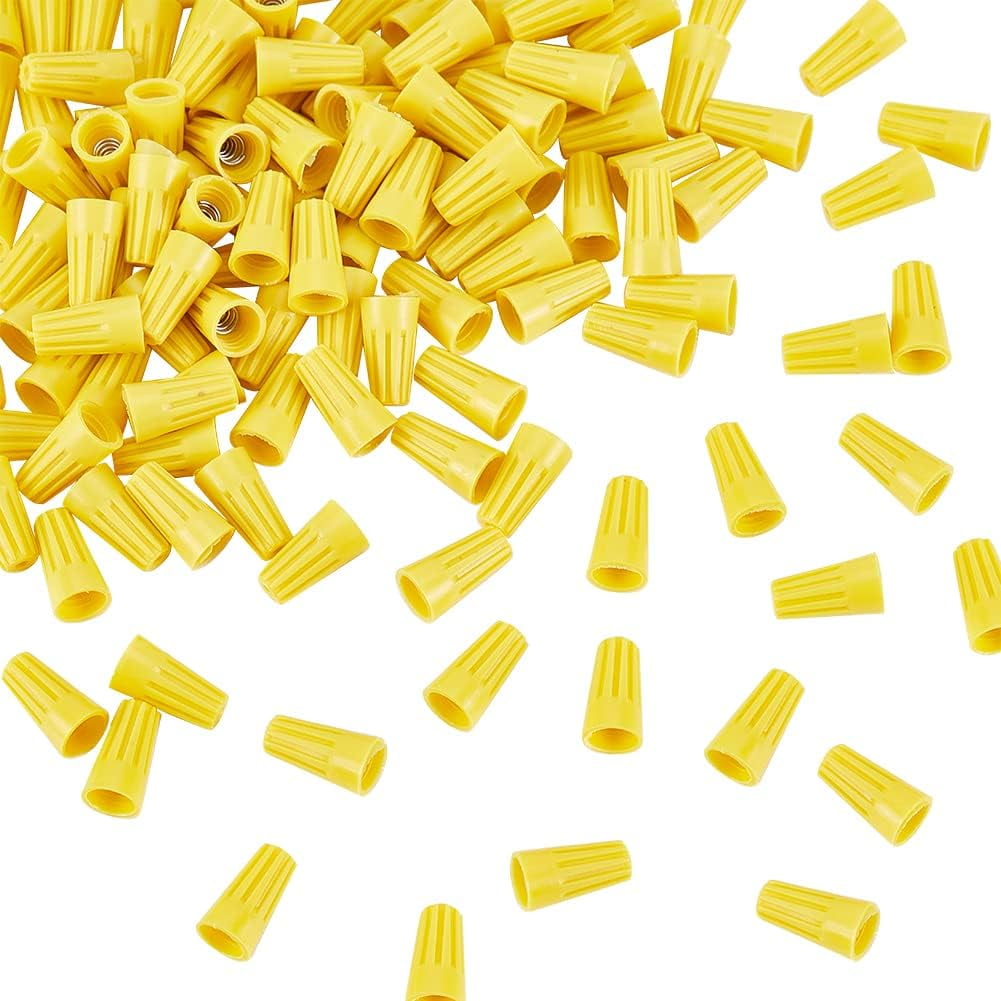 600Pcs Wire Connectors Nuts Yellow Wiring Terminal Cap with Steel ...