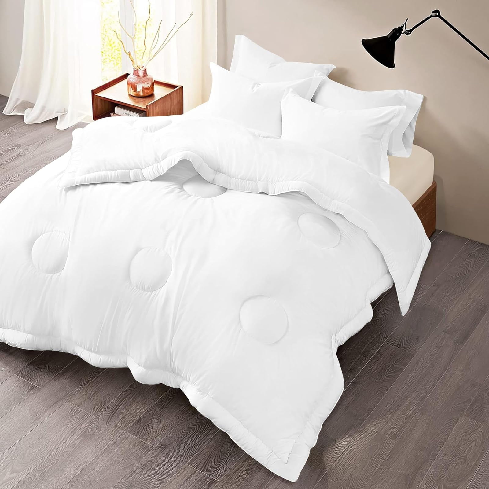 600TC- 1 Piece Luxury Round Circle Design Comforter, 300 GSM All Season ...