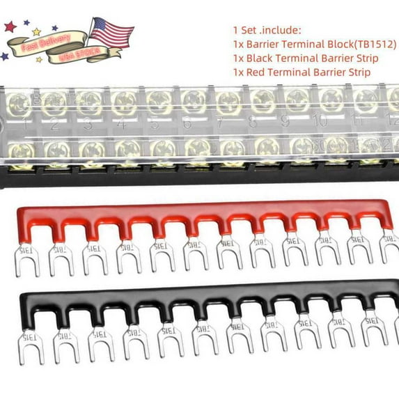 600V 15A 12P Double Row Wire Barrier Terminal Block With 2 Connector ...
