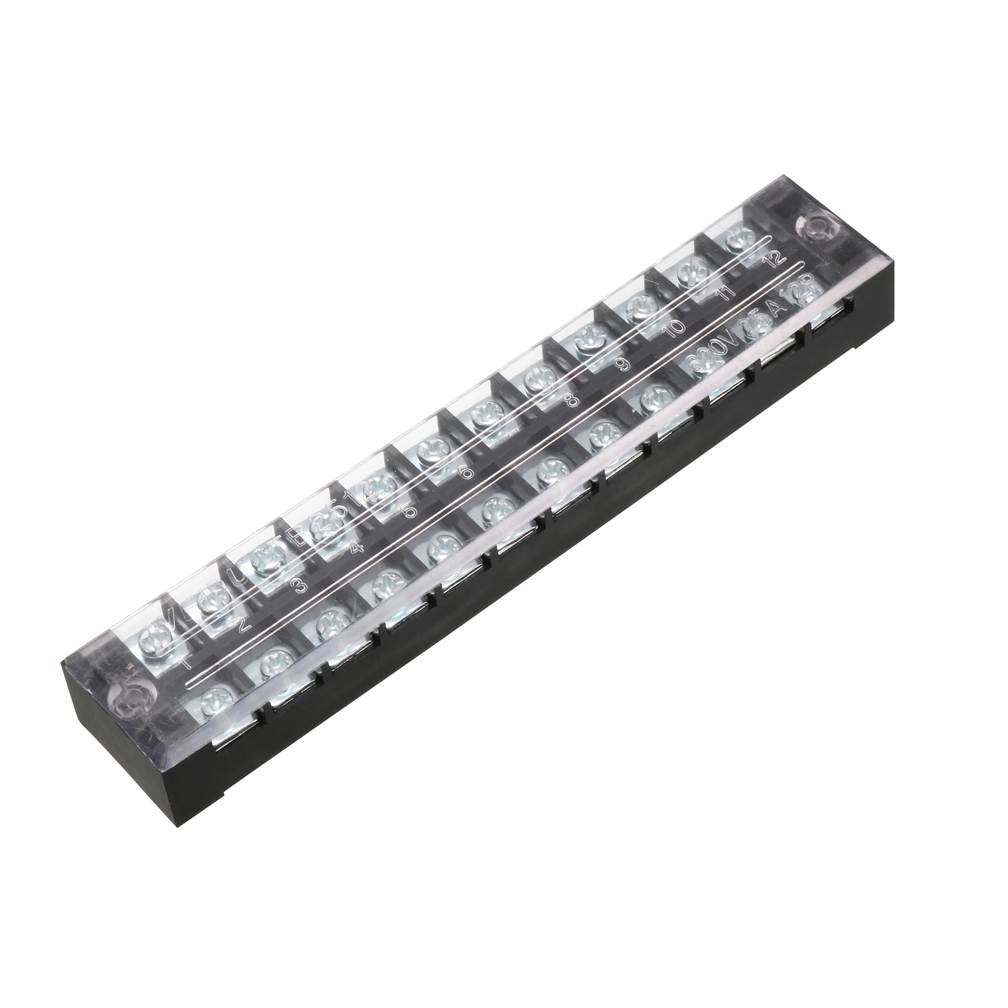 600V 25A Dual Rows 12 Positions Covered Screw Terminal Barrier Strip ...