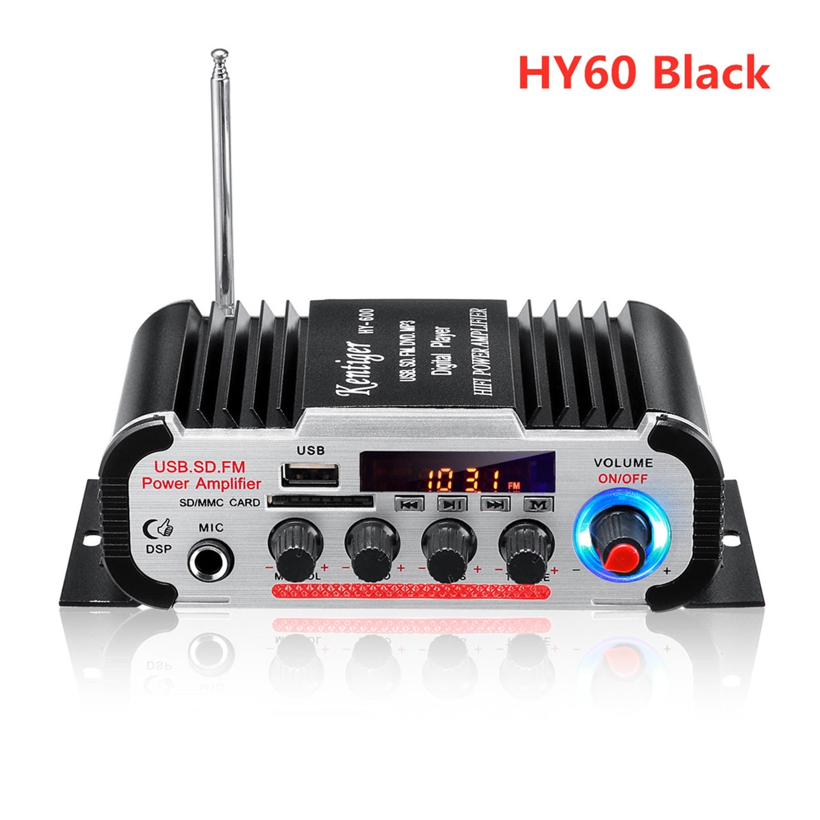 600W 2CH Home Car Digital Amplifiers Hifi Stereo Audio Bass Power Amplifier FM USB SD LED ...