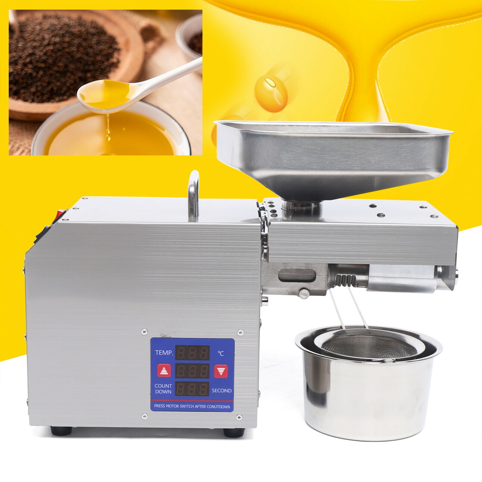 Flkoendmall 600W Automatic Oil Press Machine, Stainless Steel, Peanuts ...