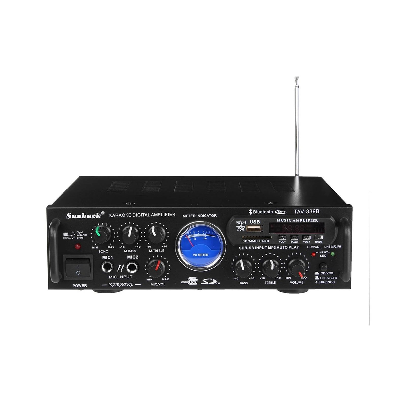 600W Bluetooth Power Stereo Amplifier HIFI VU Meter FM 2CH USB SD Home ...