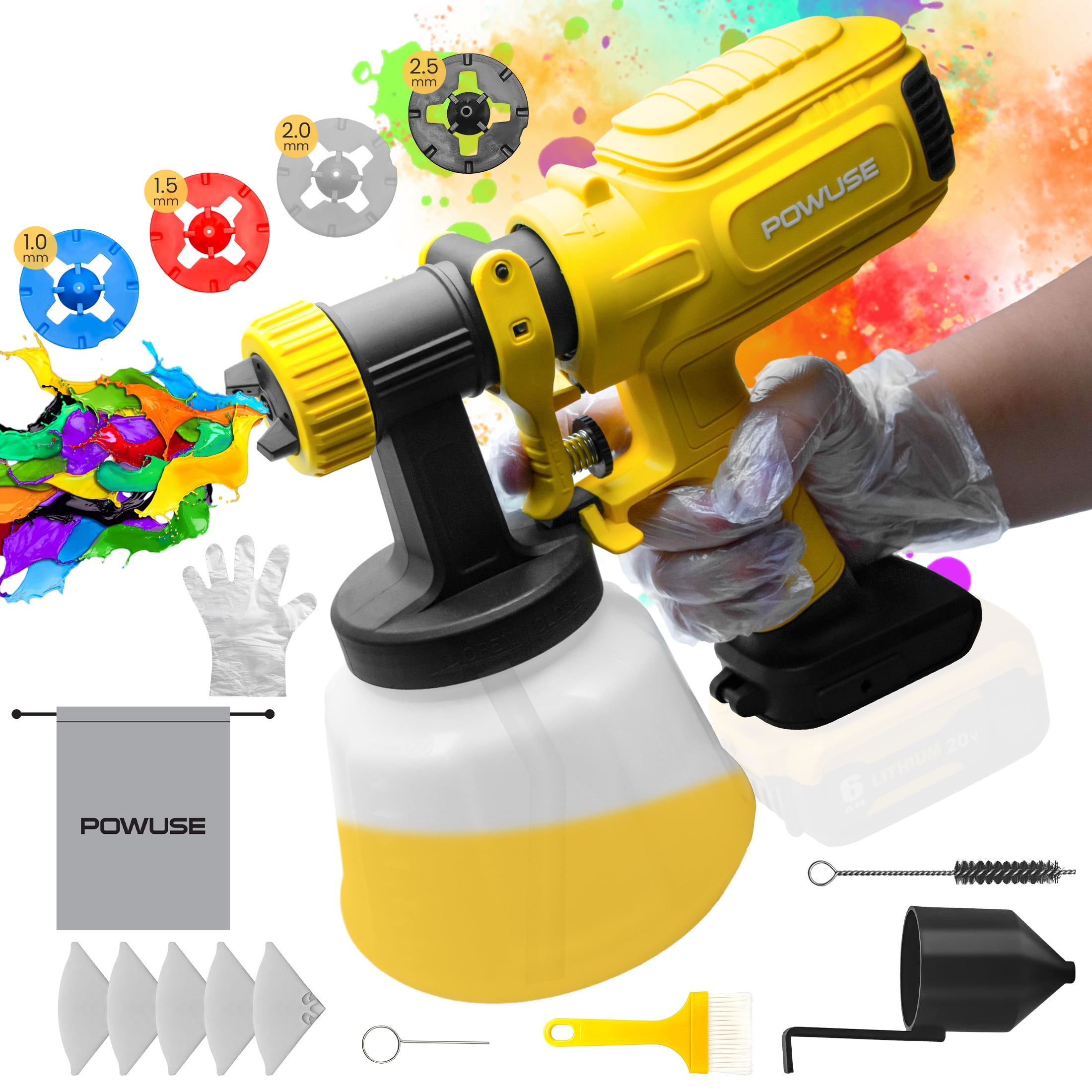 600W Brushless Cordless Paint Sprayer Compatible with Dewalt 20V ...