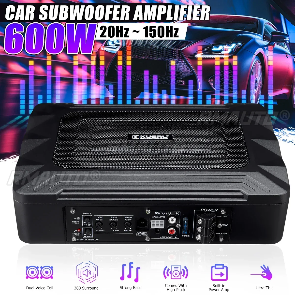 600W Car Audio Ultra thin Powerful Bass Subwoofer Amplifier Home Power ...