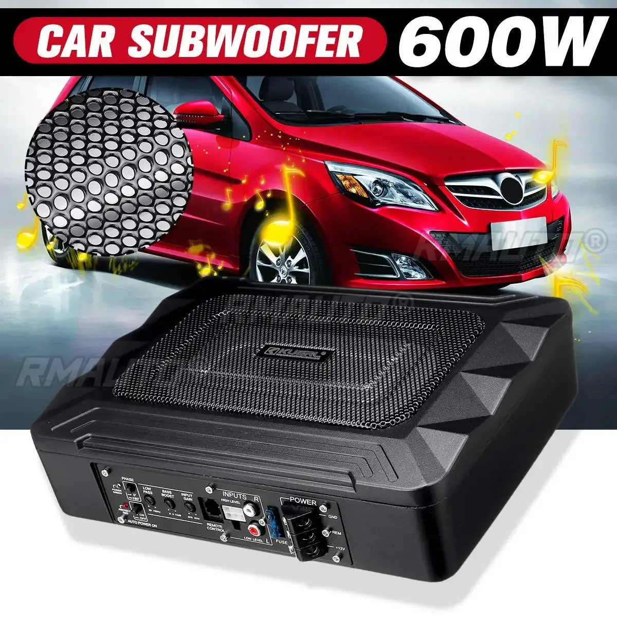 600W Car Subwoofer Audio Speaker Built-in Power Active Audio Processor ...