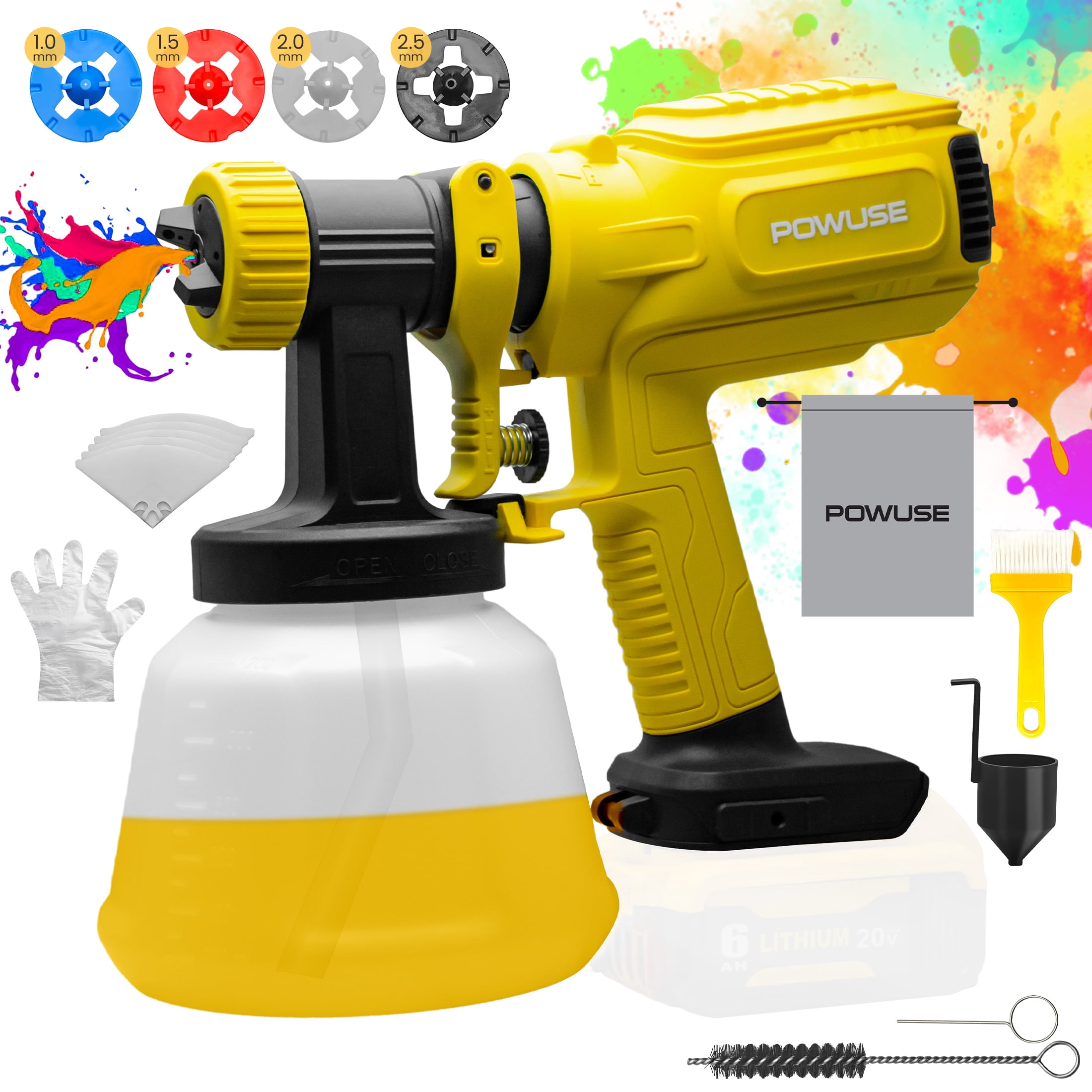 600W Cordless Paint Sprayer for Dewalt 20V Battery, Handheld HVLP Spray ...