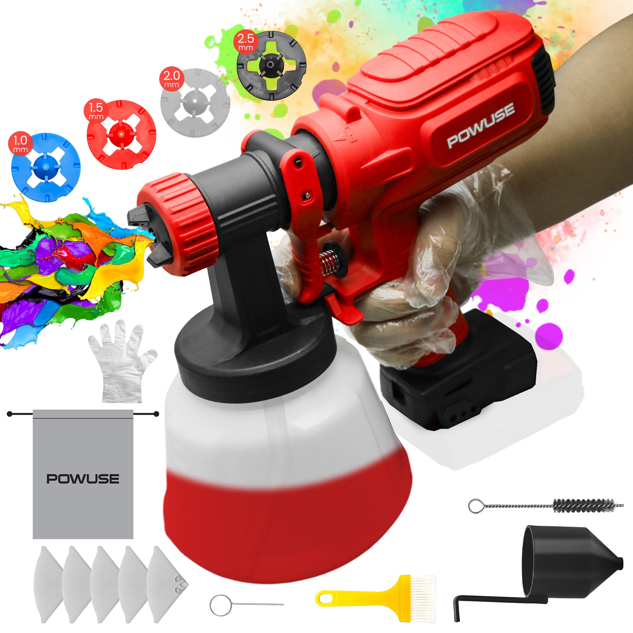 600W Cordless Paint Sprayer for Milwaukee 18V Battery, Electric HVLP ...