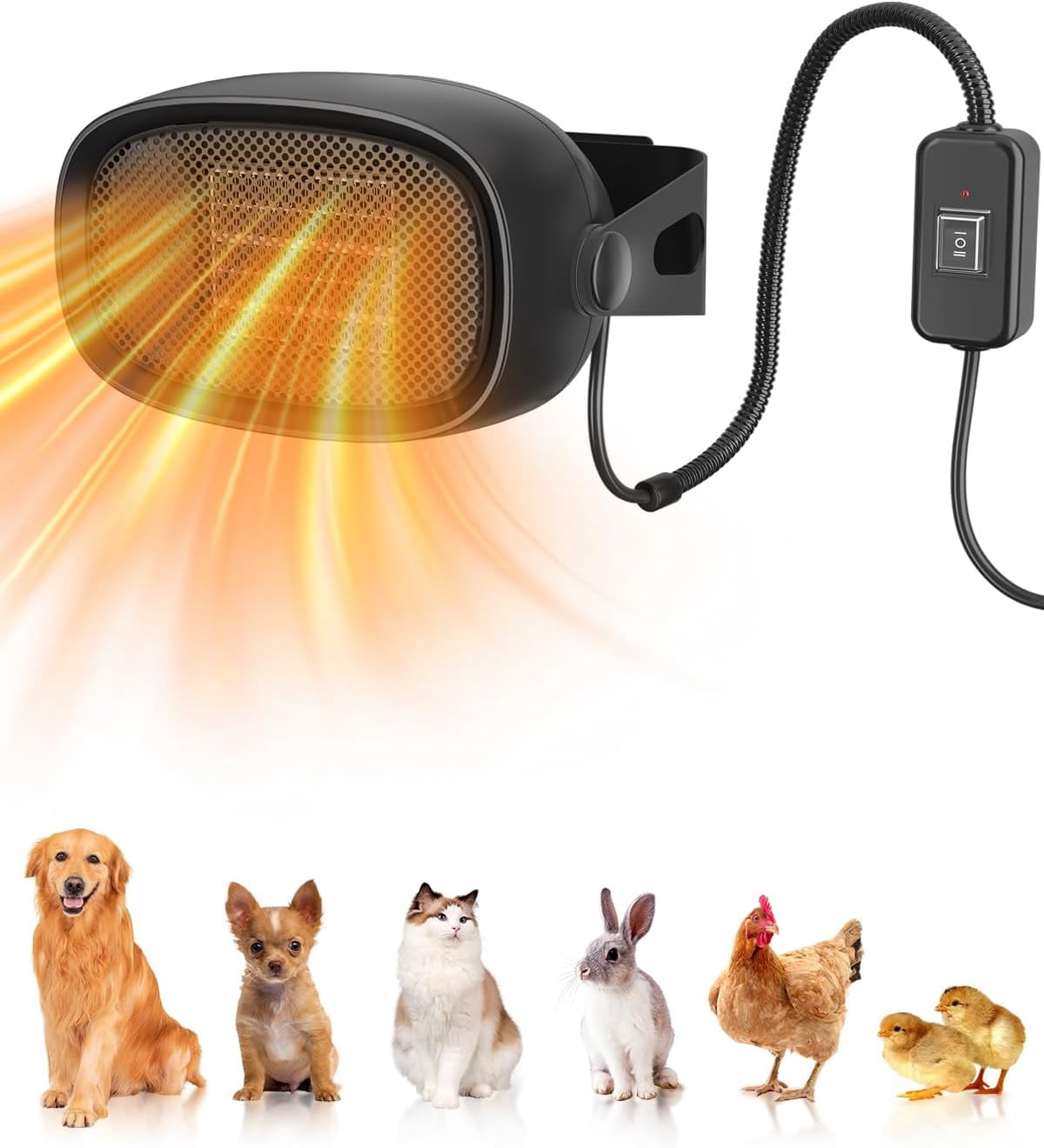 600W Dog House Heater with Thermostat, Pet Warmer for Cold Winter, 6.5 ...